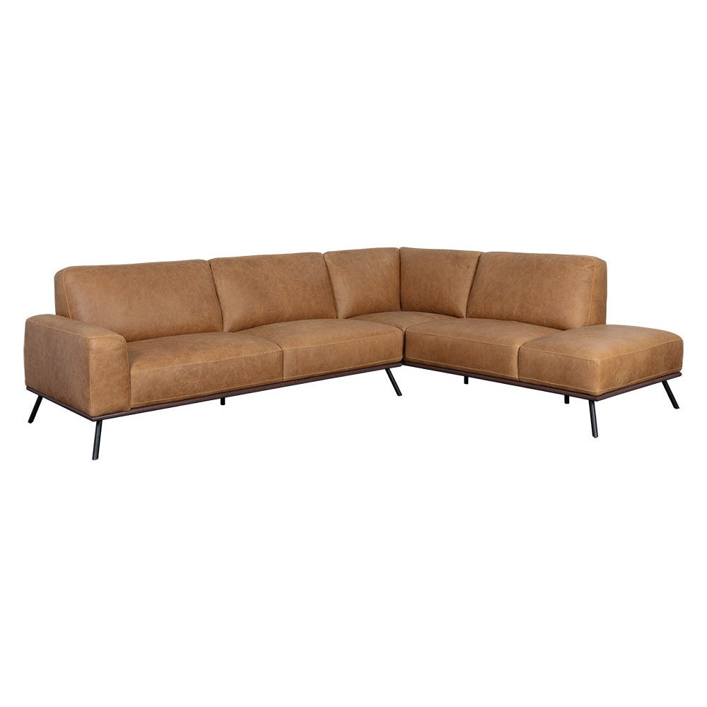 Brandi Sofa Chaise Raf - Camel Leather
